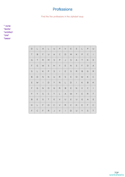 Professions. Interactive worksheet | TopWorksheets