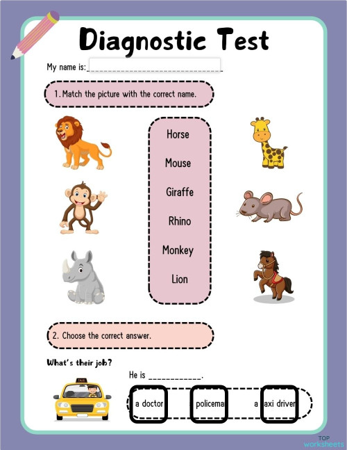 Diagnostic Test 1. Interactive worksheet | TopWorksheets