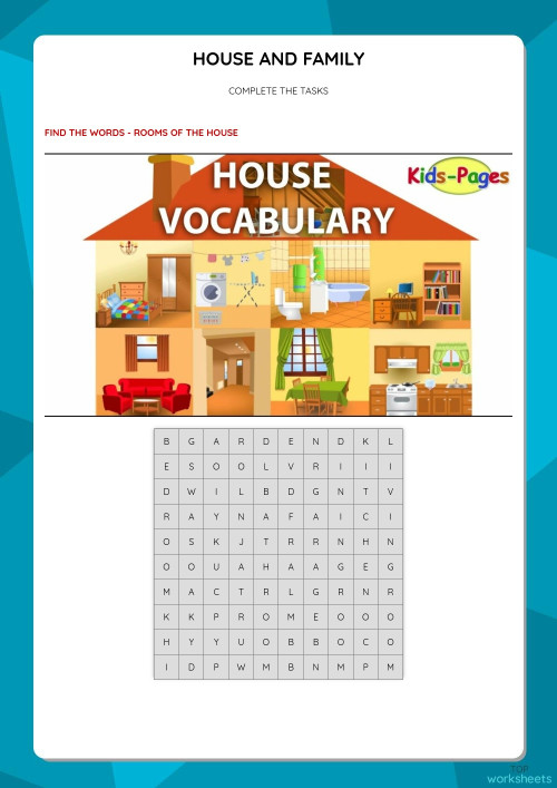 HOUSE AND FAMILY. Interactive worksheet | TopWorksheets