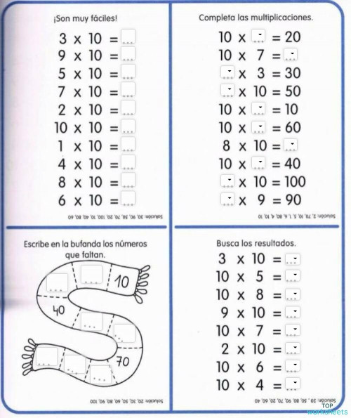 Multiplicar por 10. Ficha interactiva | TopWorksheets