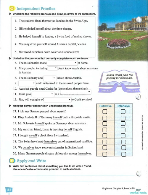 Lesson 84: Reflexive and Intensive Pronouns Pg 162. Interactive ...