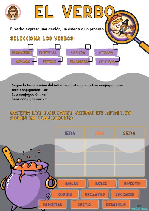 El verbo en infinitivo. Ficha interactiva | TopWorksheets