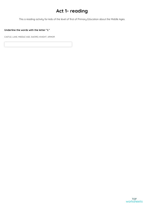 Act 1- reading. Interactive worksheet | TopWorksheets