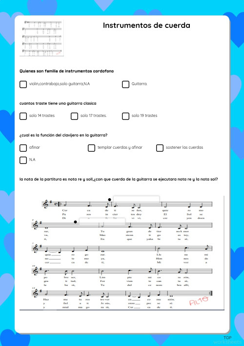 Instrumentos de cuerda. Ficha interactiva | TopWorksheets