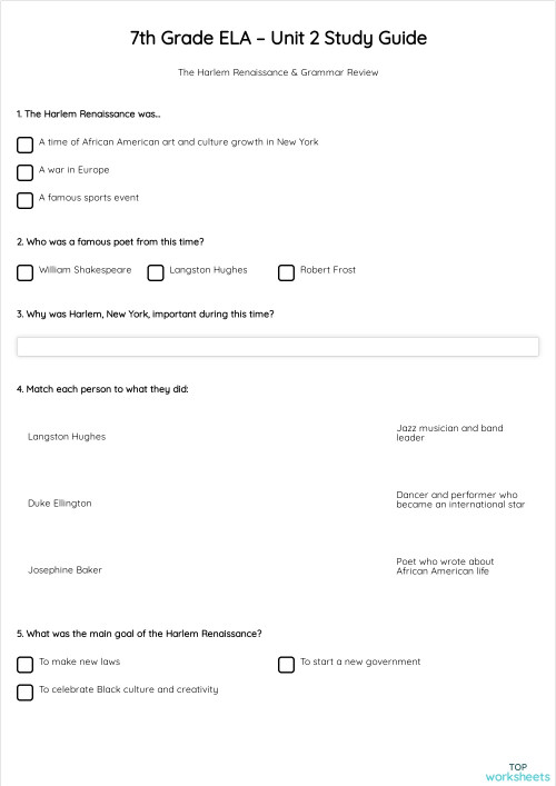 Literature: interactive worksheets and online exercises | TopWorksheets