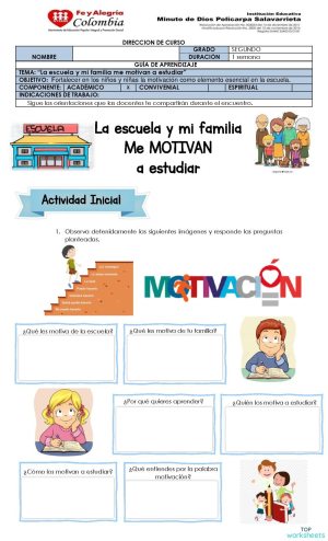 “La escuela y mi familia me motivan a estudiar”. Ficha interactiva ...
