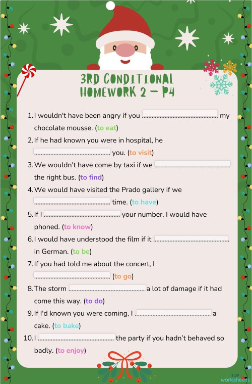 3rd Conditional Homework. Interactive worksheet | TopWorksheets