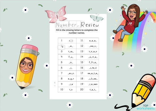 Number names. Interactive worksheet | TopWorksheets