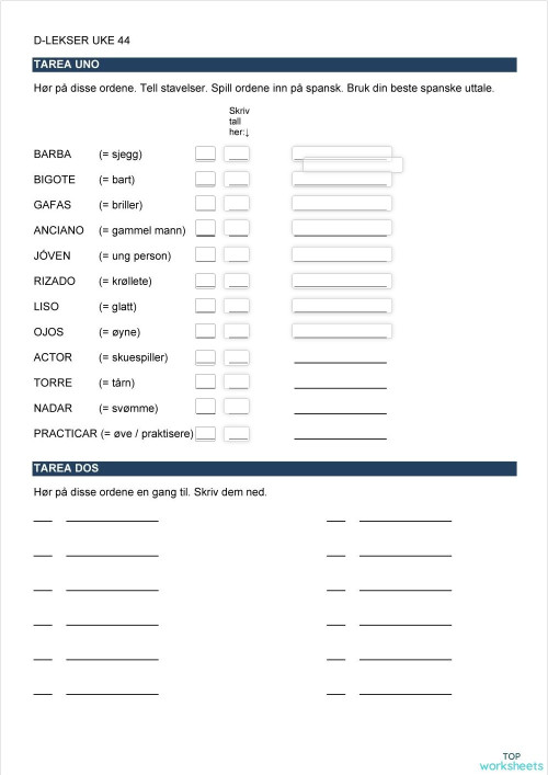 D-LEKSER UKE 44. Ficha interactiva | TopWorksheets