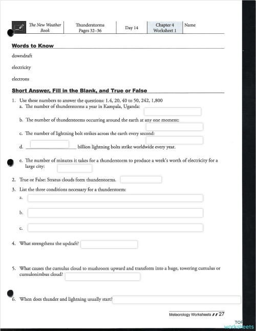 Make A Thunderstorm Worksheet Make A Thunderstorm Worksheet