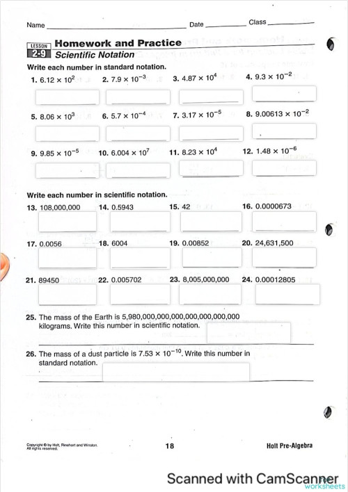 Lesson2.9 Scientific Notation (8th). Interactive worksheet | TopWorksheets