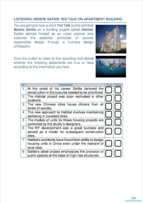 Listening Comprehension: Reinventing apartment building. Interactive ...