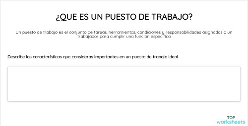 ¿QUE ES UN PUESTO DE TRABAJO?. Ficha interactiva | TopWorksheets