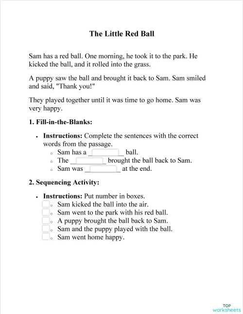 The Little Red Ball (CD). Interactive worksheet | TopWorksheets
