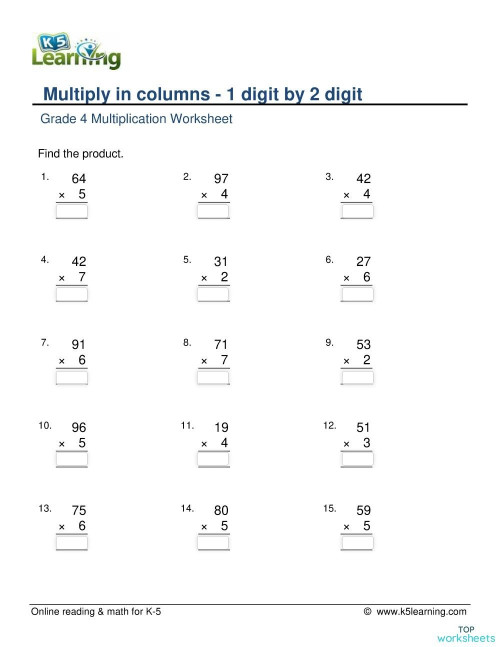 2 Digit Multiplication. Interactive worksheet | TopWorksheets