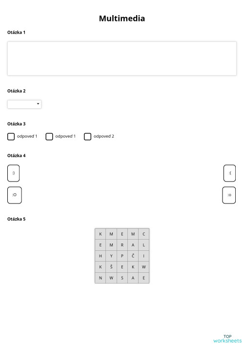 Multimedia. Interaktivní pracovní list | TopWorksheets