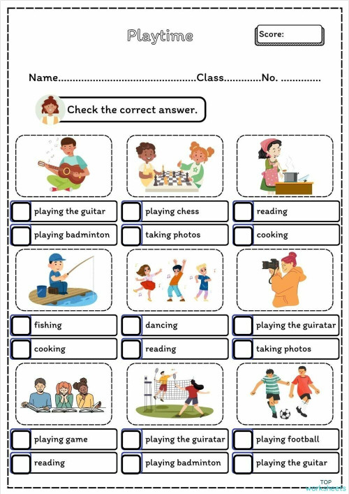 playtime vocabulary ใบงานเชิงโต้ตอบ | TopWorksheets