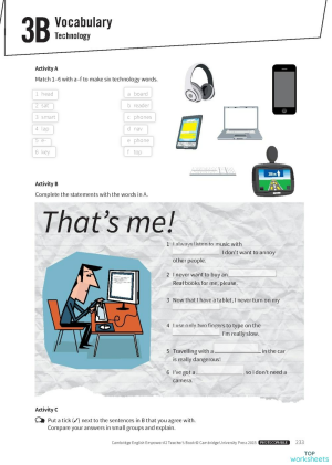 Technology-Vocabulary. Ficha interactiva | TopWorksheets