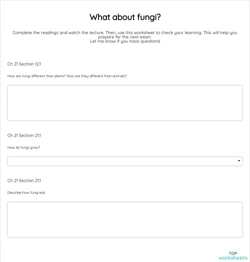 What about fungi?. Interactive worksheet | TopWorksheets