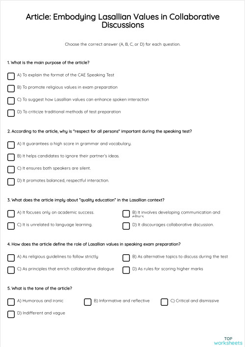 Article: Embodying Lasallian Values in Collaborative Discussions ...