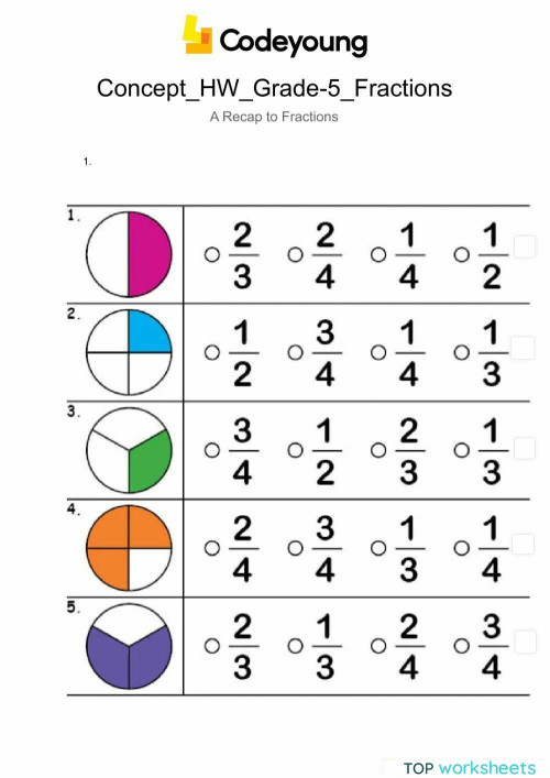 Concept-HW-A Recap to Fractions. Interactive worksheet | TopWorksheets