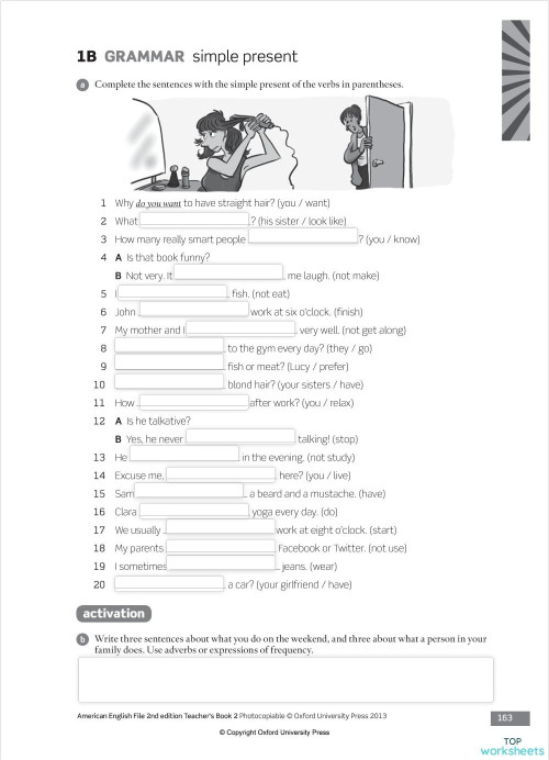 AEF 2 1B Grammar simple present. Interactive worksheet | TopWorksheets