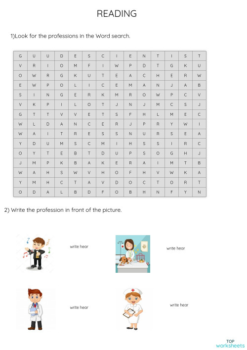 reading- jobs. Interactive worksheet | TopWorksheets