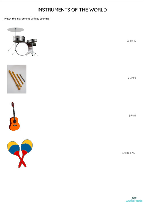 INSTRUMENTS OF THE WORLD. Interactive worksheet | TopWorksheets
