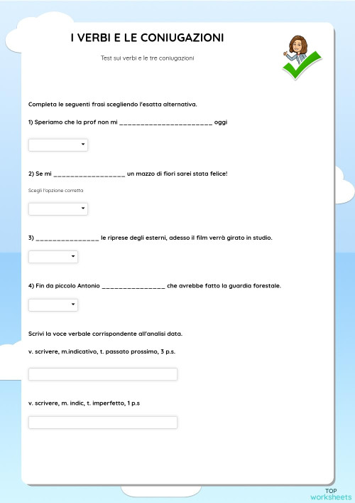 I VERBI E LE CONIUGAZIONI. Scheda interattiva | TopWorksheets