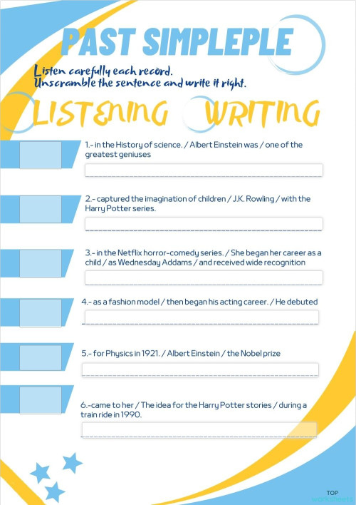 Listening&Writing_Exercise_Past_Simple_5o. Interactive worksheet | TopWorksheets