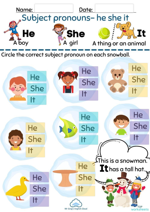 Subject and Object Pronoun. Interactive worksheet | TopWorksheets