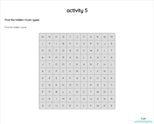 Pop Music Form Identification. Interactive worksheet | TopWorksheets