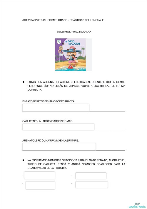 Frases y Oraciones. Ficha interactiva | TopWorksheets