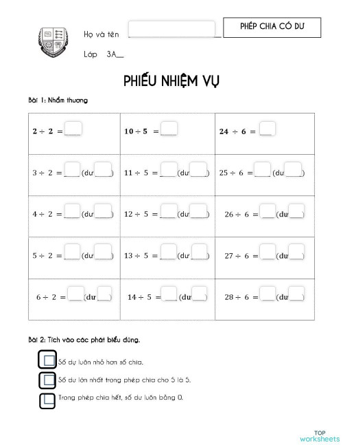 Interactive worksheets and online exercises in vietnamese | TopWorksheets
