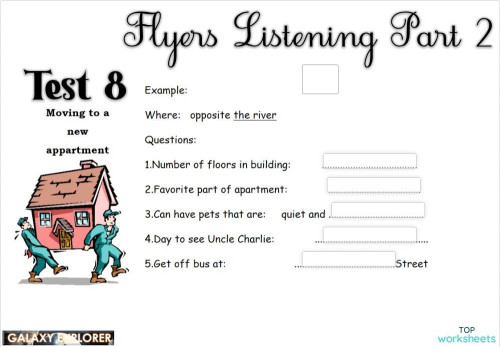 Flyers Listening Part 2_T8. Interactive worksheet | TopWorksheets