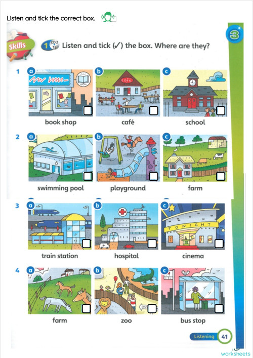Level 2 - Unit 3 - Listening - P 41. Interactive worksheet | TopWorksheets