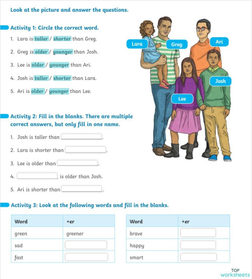 Comparatives. Interactive worksheet | TopWorksheets