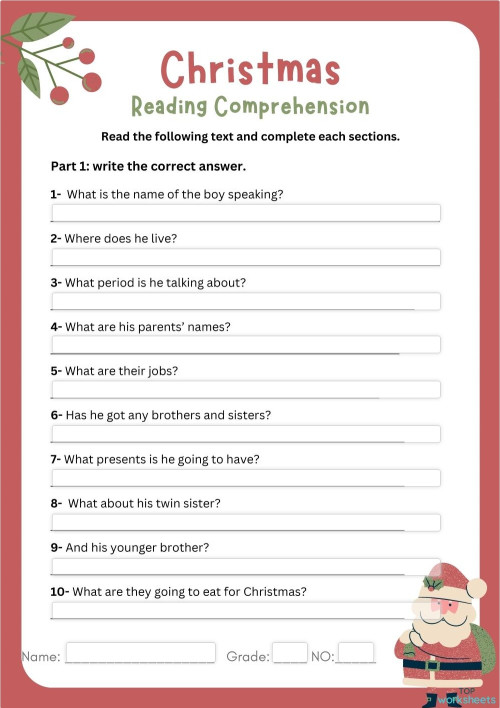 Christmas Reading. Interactive worksheet | TopWorksheets