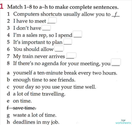 time vocabulary. Interactive worksheet | TopWorksheets