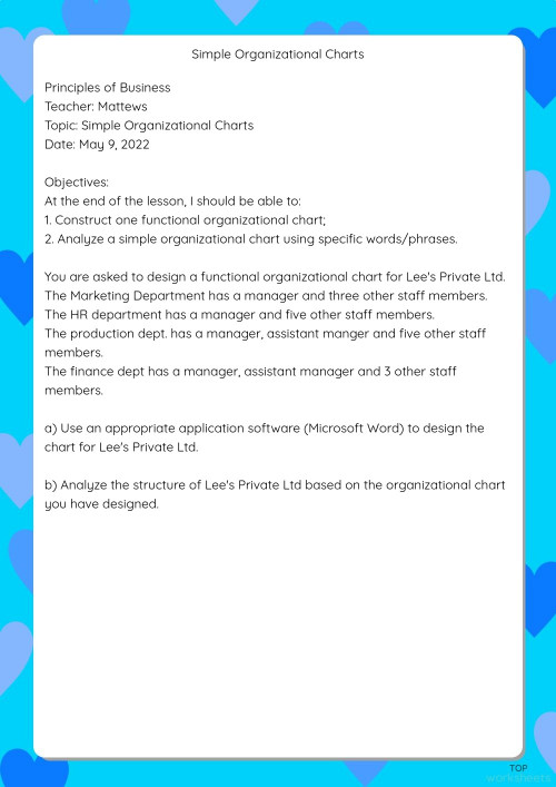 Simple Organizational Charts. Interactive worksheet | TopWorksheets
