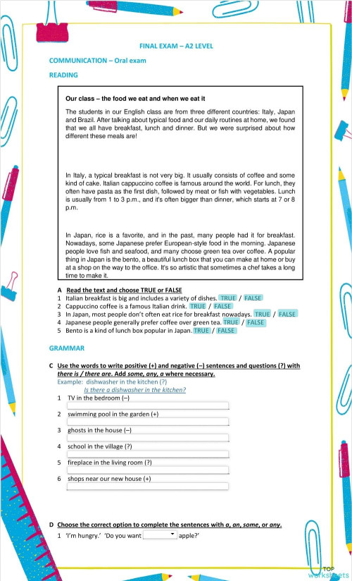 A2 Final Exam 2023 Interactive Worksheet Topworksheets