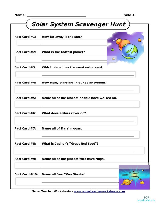 The Solar System Scavenger Hunt. Interactive worksheet | TopWorksheets
