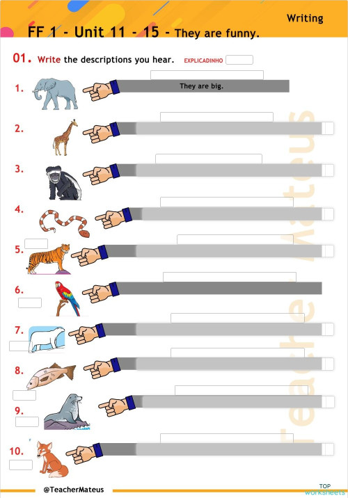 FF 1 - Unit 11 - 16 - They are funny. - Writing. Interactive worksheet ...