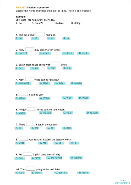 Primary- practice. Interactive worksheet | TopWorksheets