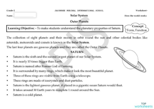 Saturn - Outer planet. Interactive worksheet | TopWorksheets