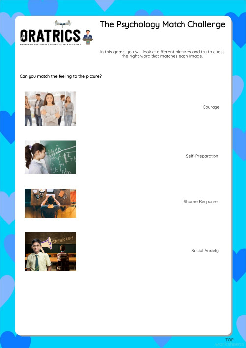 The Psychology Match Challenge. Interactive worksheet | TopWorksheets