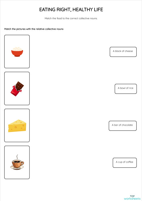 EATING RIGHT, HEALTHY LIFE. Interactive worksheet | TopWorksheets