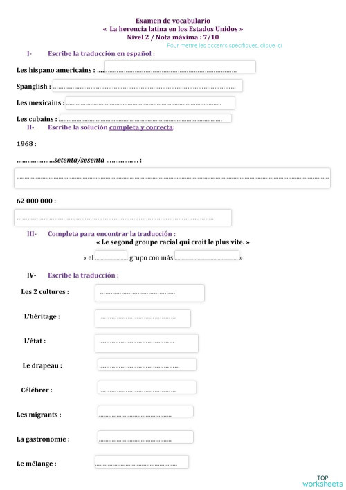Vocab herencia N2. Ficha interactiva | TopWorksheets