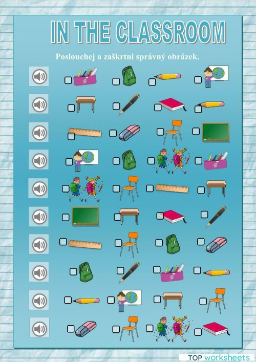 In the classroom. Interactive worksheet | TopWorksheets