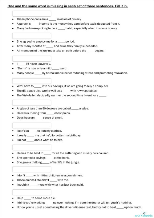 triples III / one and the same word in three sentences. Interactive ...